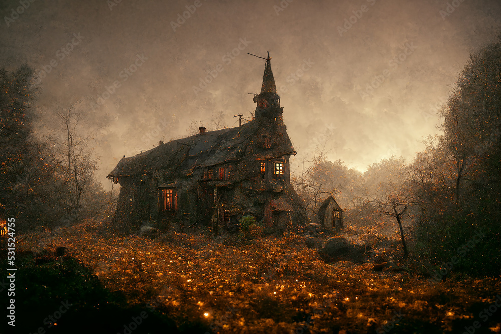 Big Spooky Witch Hut in the Autumn Woods 3D Art Halloween Horror ... Big Spooky Witch Hut in the Autumn Woods 3D Art Halloween Horror ...