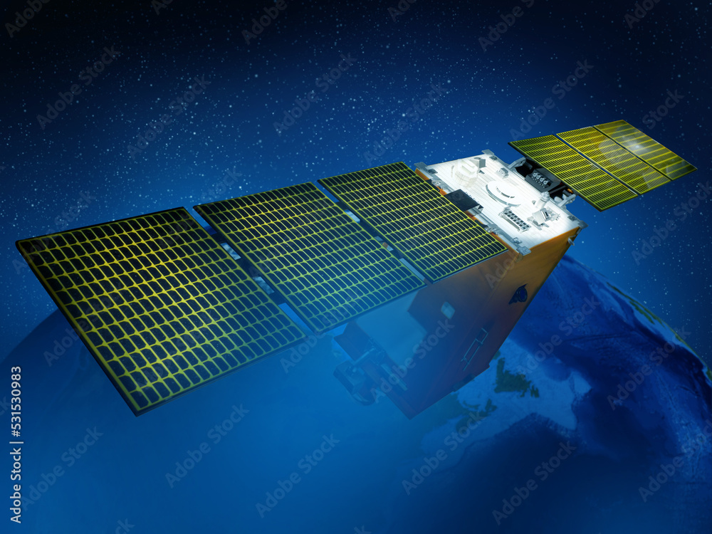 Scientific Station. Space with scientific station. Scientific space ...