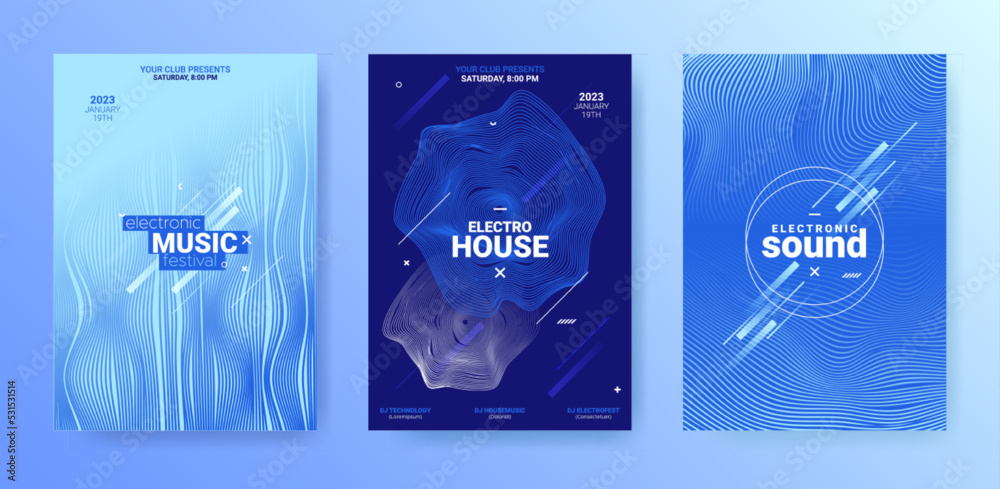 Electronic Music Poster. Distort Waves Design. Minimal Festiv Banner ...