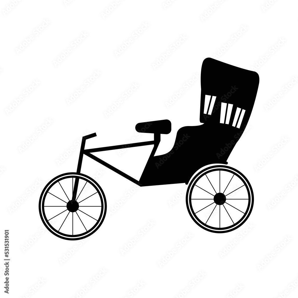 Pedicab cycle auto rickshaw icon | Black Vector illustration | Stock ...