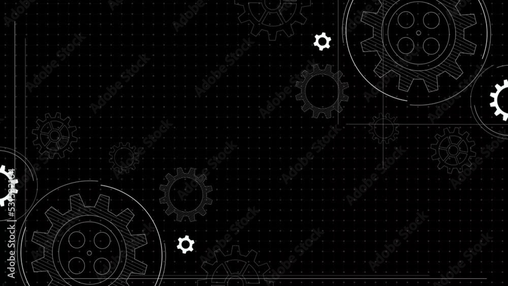 Technical background. The gears are turning Stock Video | Adobe Stock