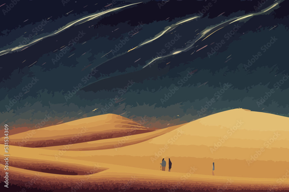 rolling sand dunes at night background art Stock Vector | Adobe Stock