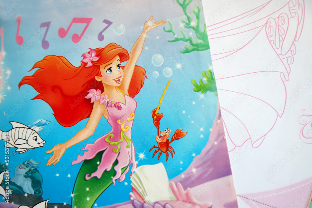 Disney princess. Ariel the Little Mermaid. Illustrations in a magazine ...