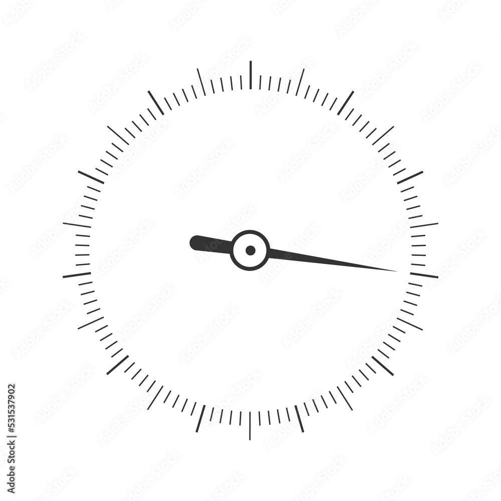 Round 360 degree measuring scale with arrow. Simple template of ...