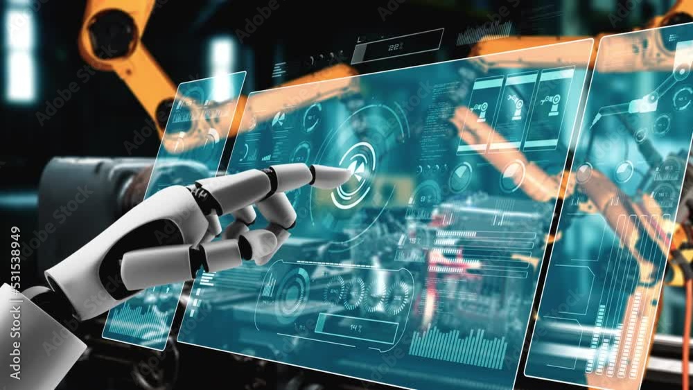 Cybernated industry robot and robotic arms for assembly in factory ...