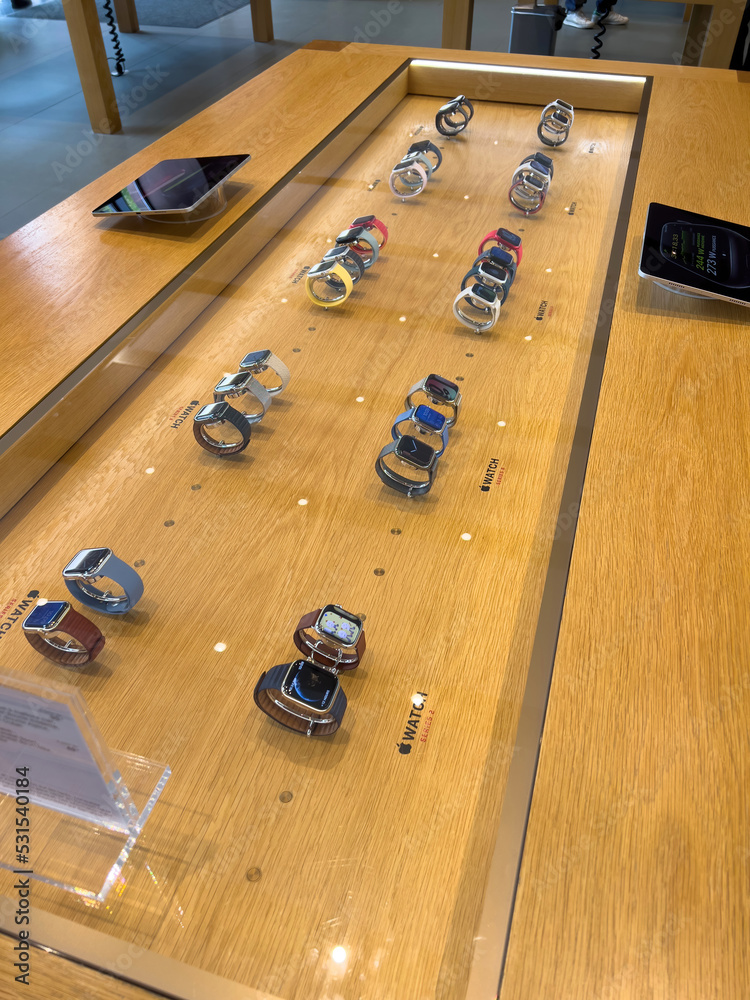 Paris, France - Sep 16, 2022: Multiple models under glass protection ...