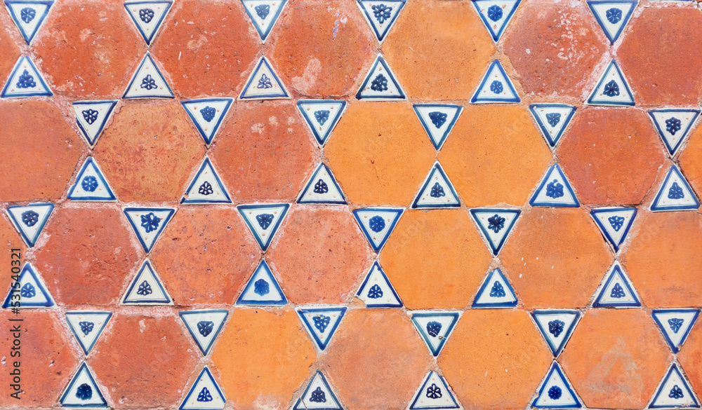 traditional mexican red wall with blue details adornments of handmade ...