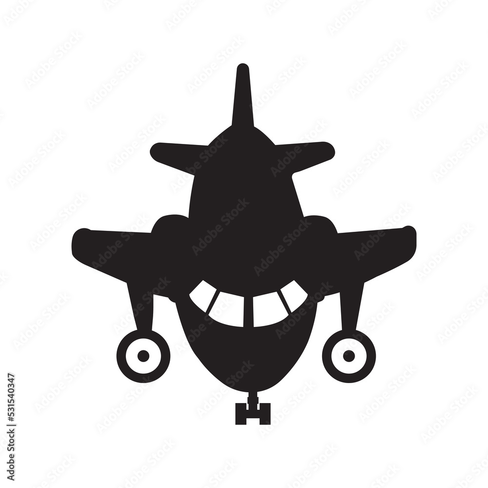 Airplane transport jumbo jet icon | Black Vector illustration | Stock ...