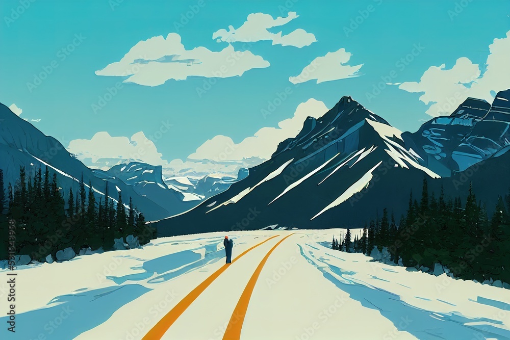 Road from Banff to Columbia Icefield, Banff National Park, Alberta ...