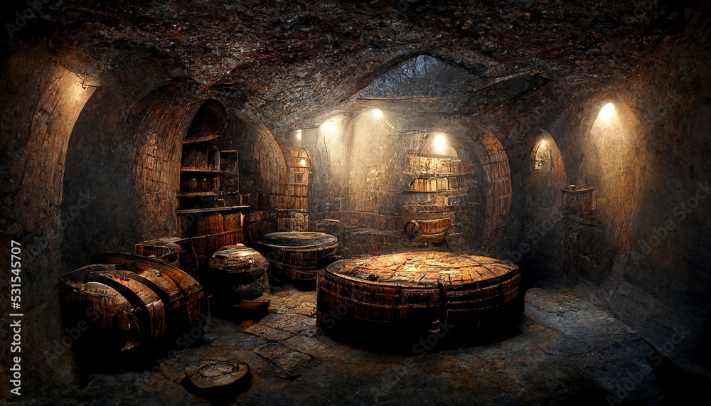 dwarf dungeon with a deep, dark well inside leading to abyss Stock ...