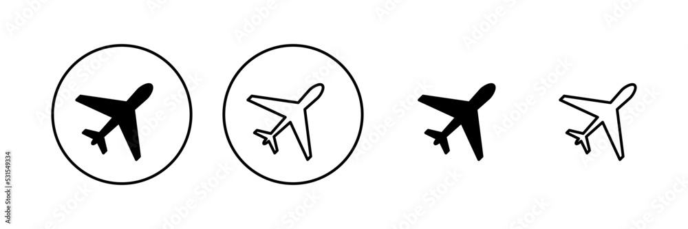 Plane icon vector. Airplane sign and symbol. Flight transport symbol ...