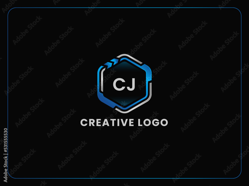 CJ hexagon logo design on black background. CJ logo letter design. CJ ...