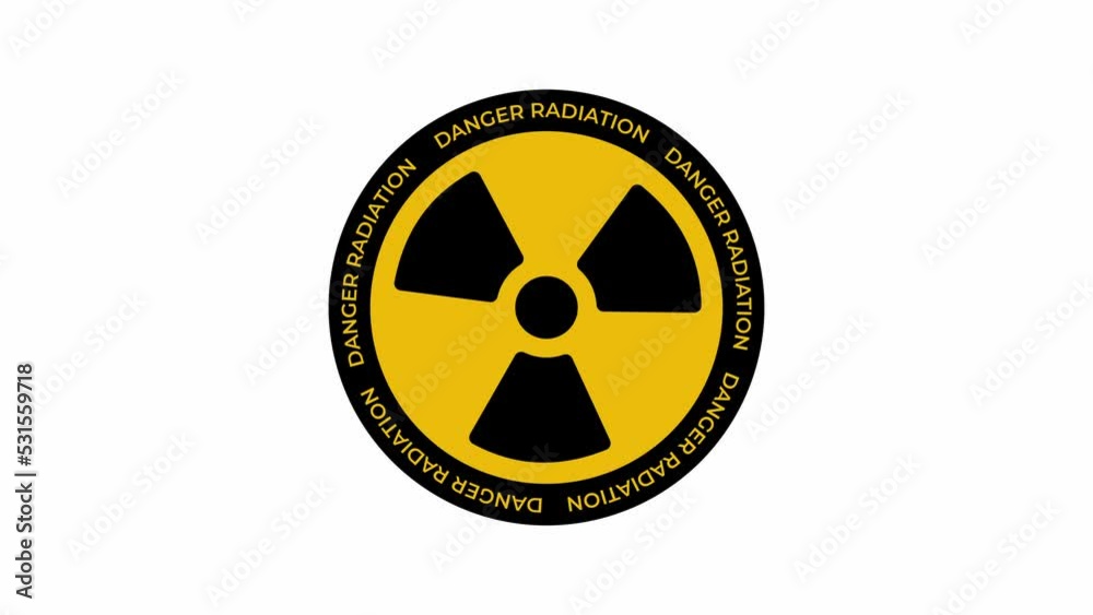 Animated radiation spinning around. Nuclear sign symbol rotate around ...