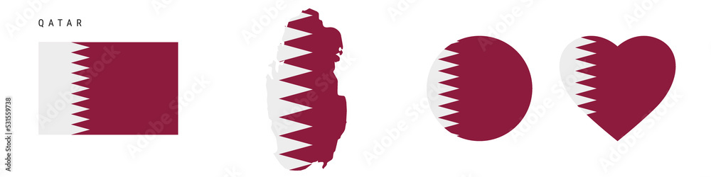 Qatar flag icon set. Qatari pennant in official colors and proportions ...