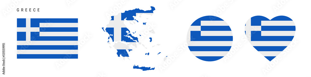 Greece flag icon set. Greek pennant in official colors and proportions ...