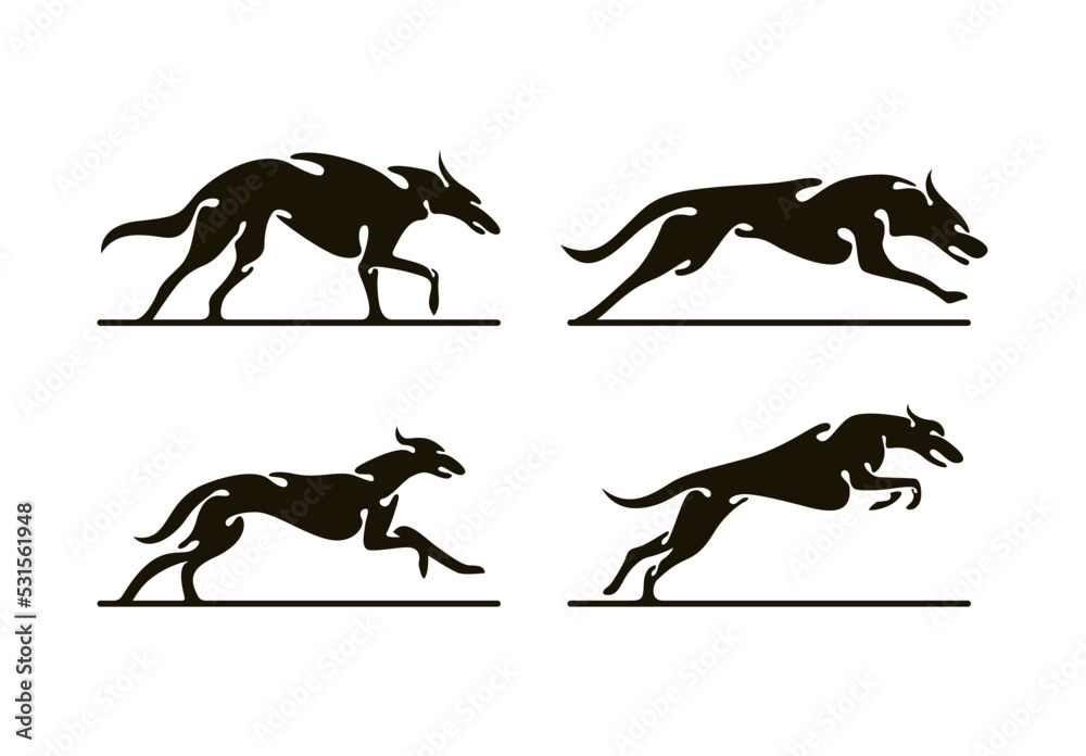 Silhouette of Greyhound Dog Running Design Vector Illustration Stock ...