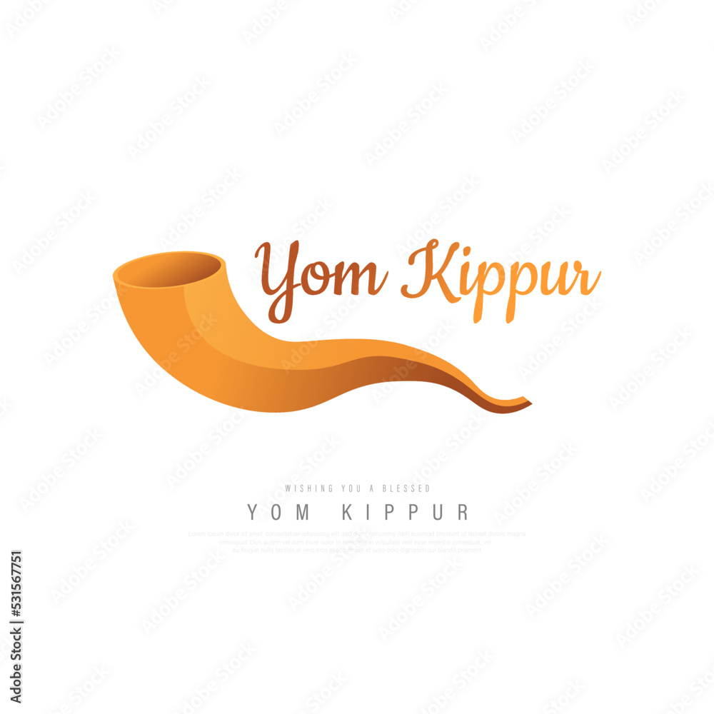 Yom Kippur Shofar Isolated On White Background Vector Illustration
