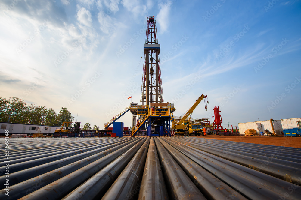 Oil and Gas Drilling Rig. Oil drilling rig operation on the oil ...