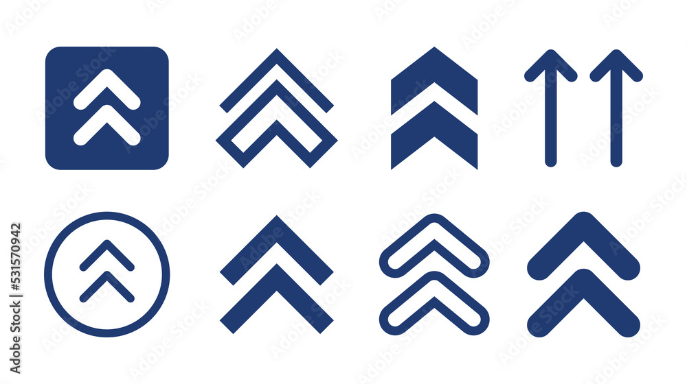 Double arrow up icon set. Vector illustration. Stock Vector | Adobe Stock