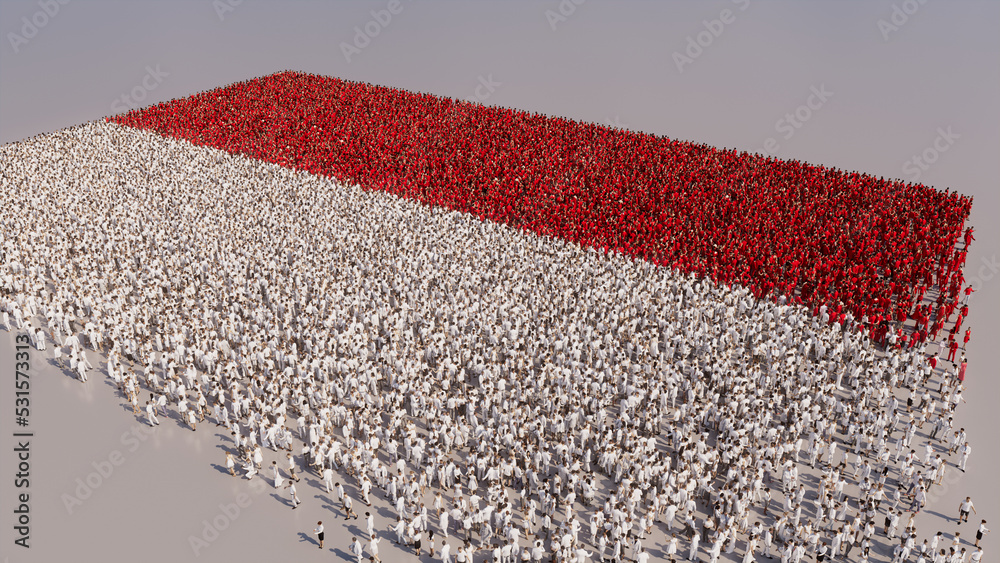 Indonesian Flag formed from a Crowd of People. Banner of Indonesia on ...