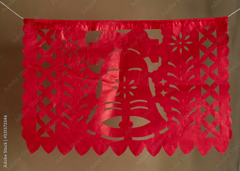 Colorful mexican perforated papel picado banner. Traditional Mexican ...