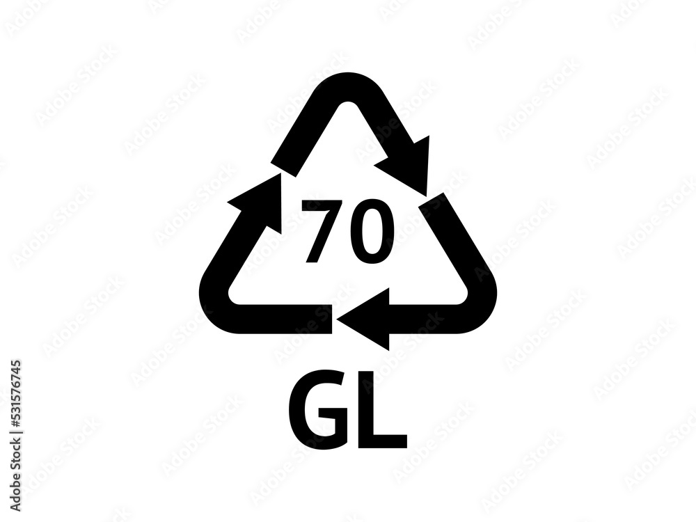 Glass Recycling codes. Recycling symbol on an isolated background ...