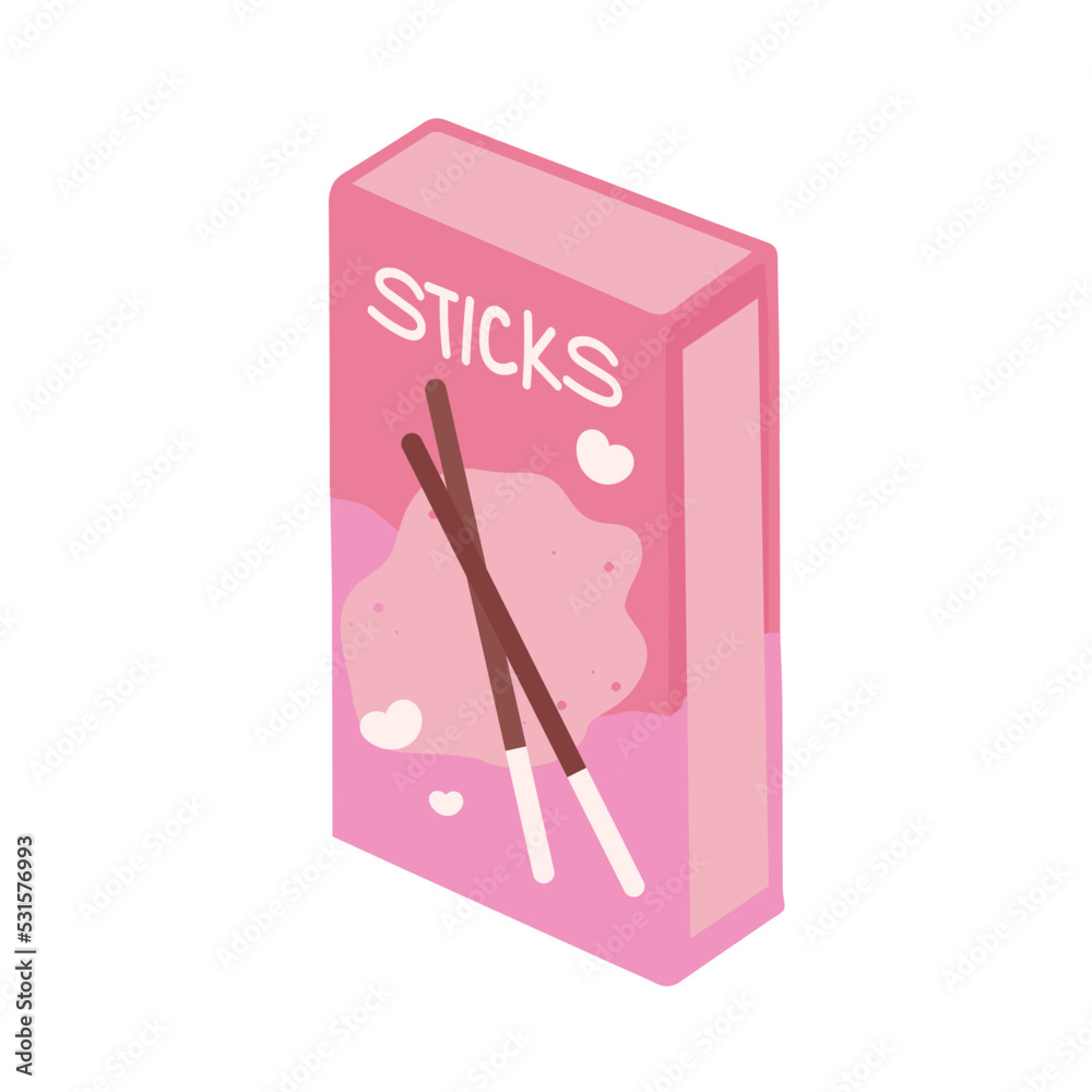 Vetor de Hand-drawn cute isolated clipart illustration of pink box of ...
