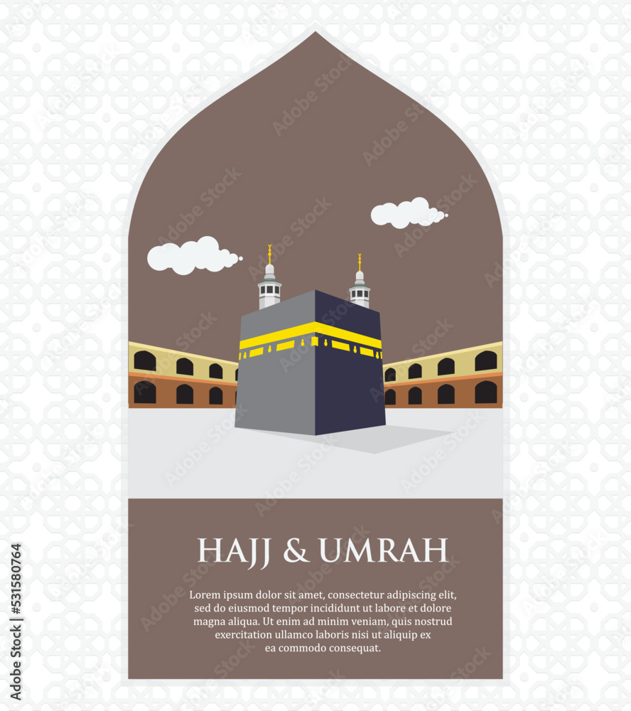hajj and umrah poster background with kaaba vector Stock Vector | Adobe ...