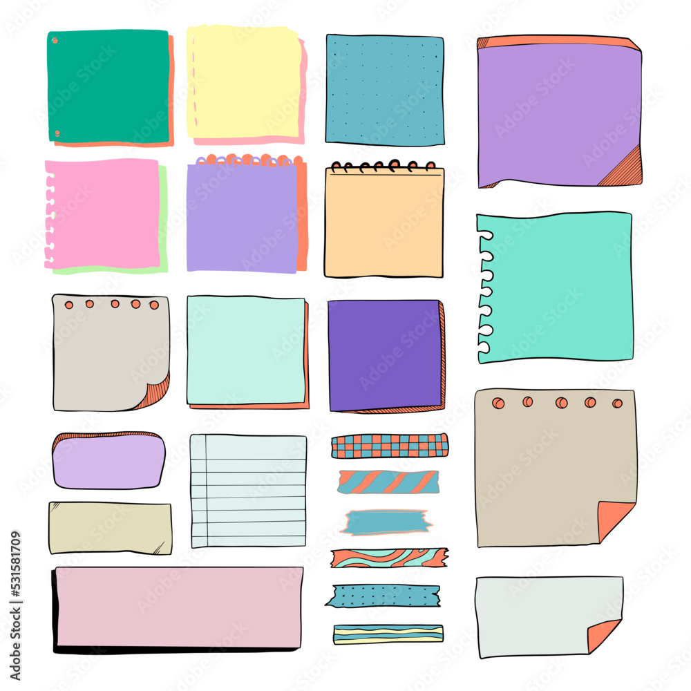 set of sticky notes clipart note text Stock Vector | Adobe Stock