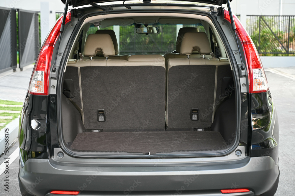 rear view of the car open trunk The exterior of a modern, modern car ...