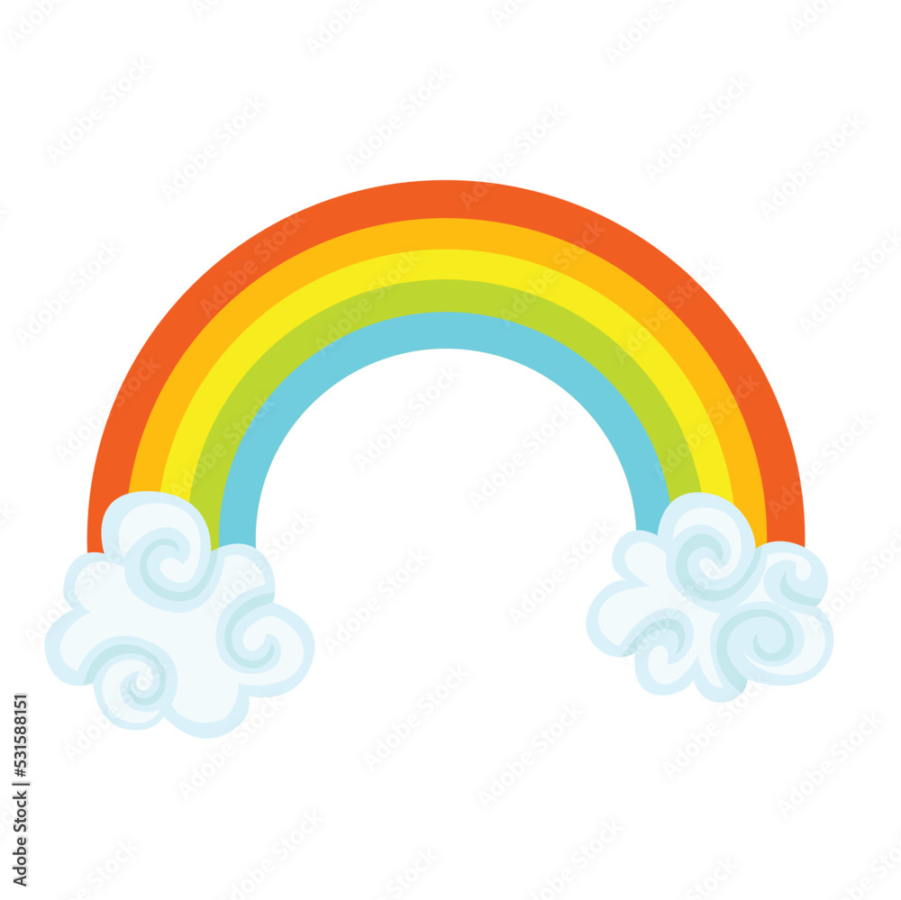 Rainbow Sky Cloud Illustration Vector Clipart Stock Vector | Adobe Stock