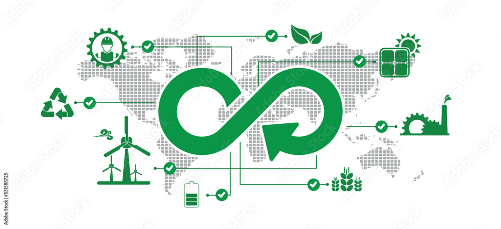 circular economy icons on white background Stock Vector | Adobe Stock