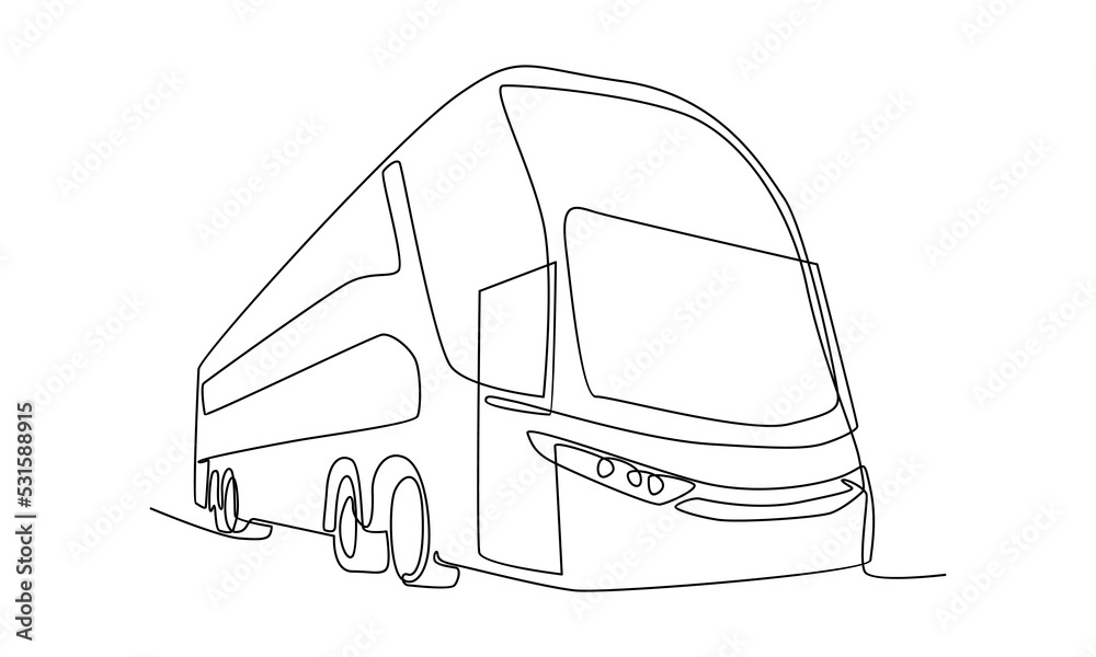 continuous line of Bus vector illustration Stock Vector | Adobe Stock
