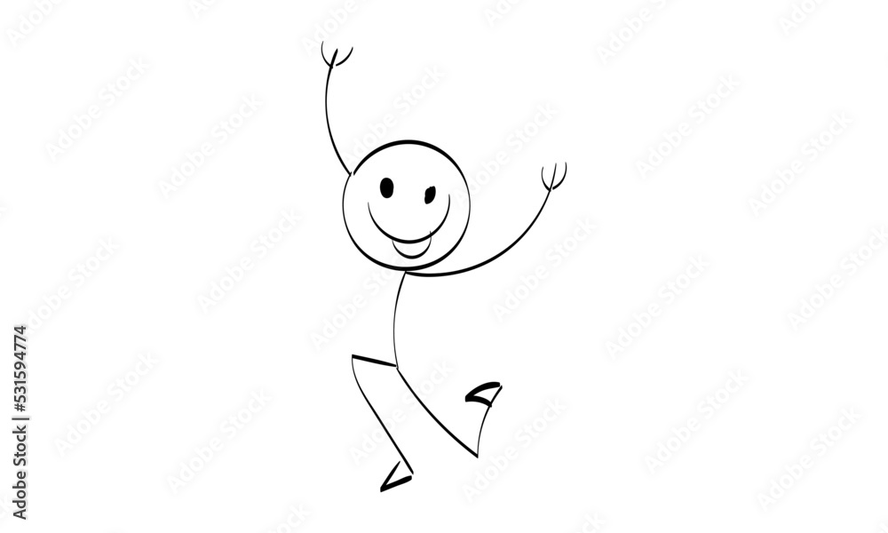 Vector Stickman Character illustration. Sketch stick figure isolated ...