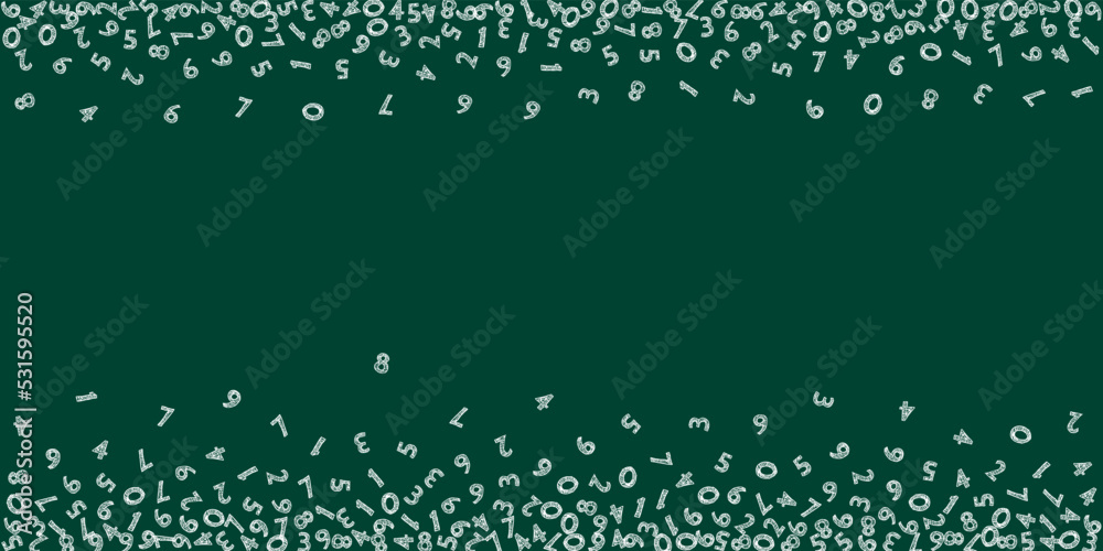 Falling handdrawn chalk numbers. Math study concept with flying digits ...