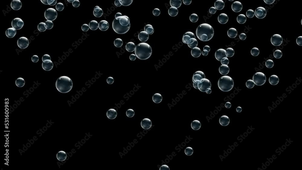 Abstract Various Air Bubbles in Water rising up slow motion 4K 3D loop ...