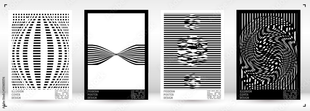 Geometrical Poster Design with Optical Illusion Effect. Minimal ...