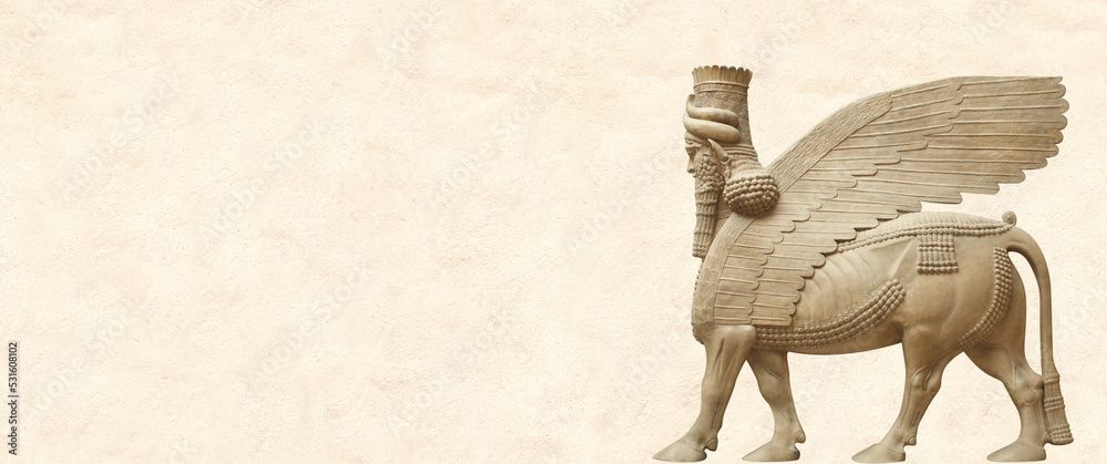 Poster Grunge background with stone texture and lamassu – Wall Art ...