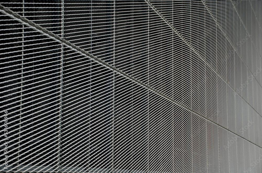 steel cladding of a building with a expanded metal lattice structure ...