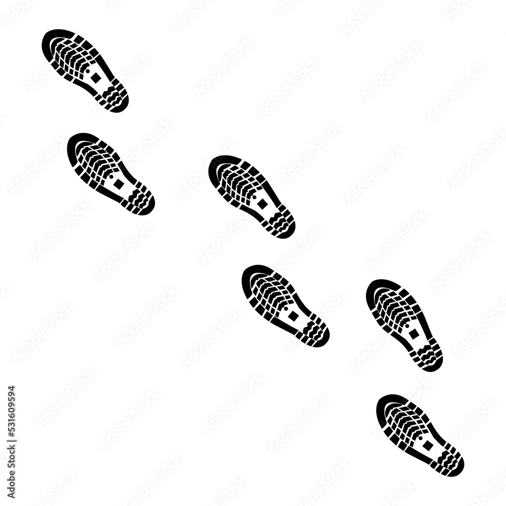 Jejak langkah kaki. jejak kaki dan langkah sepatu. Ilustrasi vektor ...