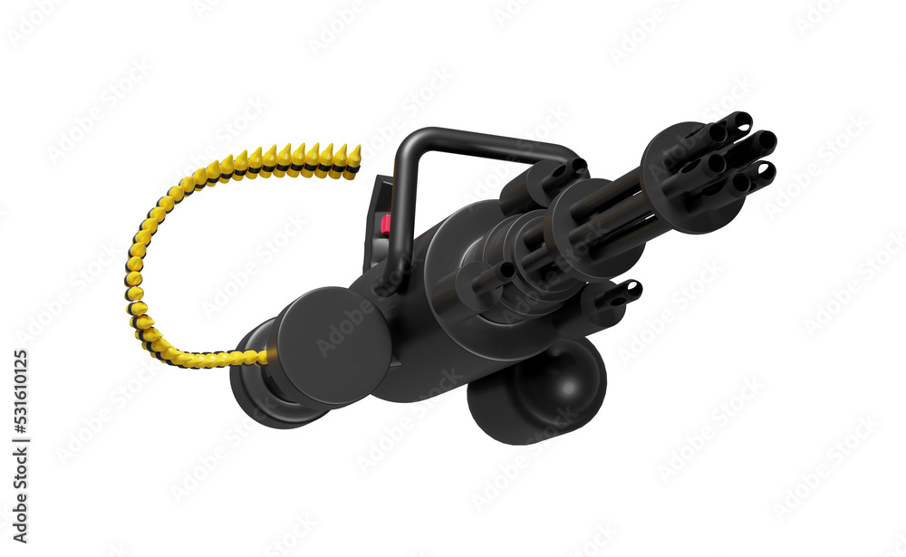 3d minigun system rotary or machine gun weapon automatic isolated. 3d ...