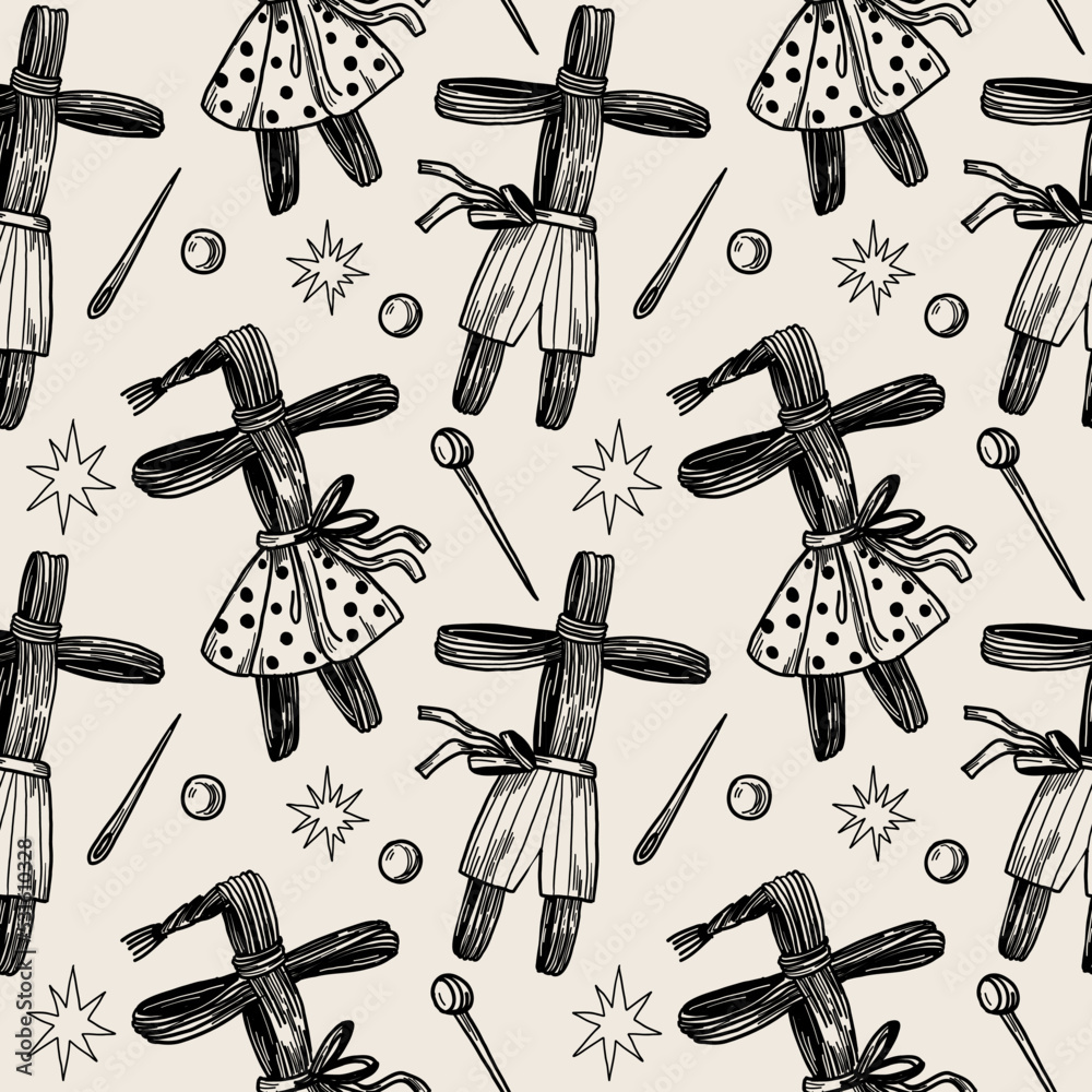 Vector magic seamless pattern. Hand drawn occult symbols. The pattern ...