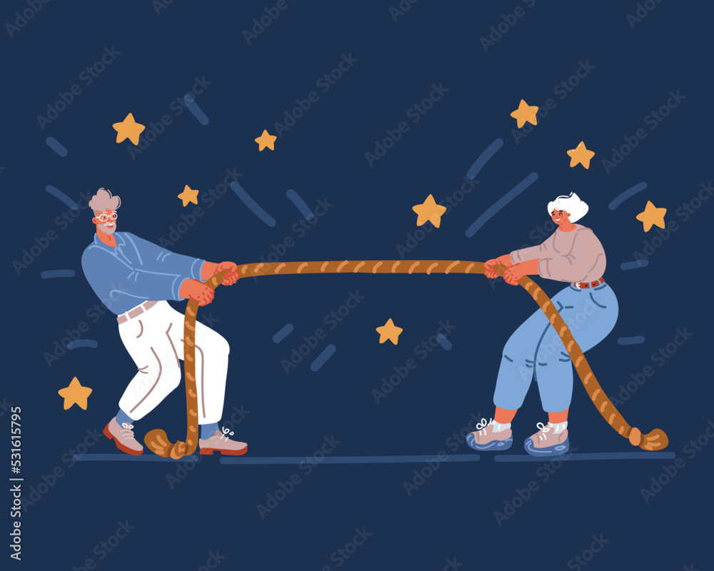 Cartoon vector illustration of contest pull rope icon, challenge for ...