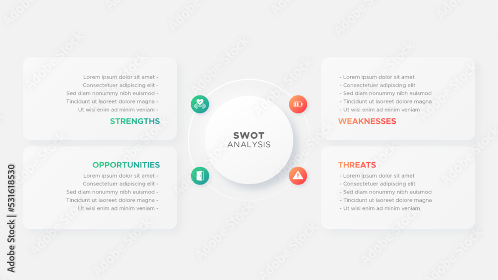 Four 4 Steps Options Circle Business Infographic SWOT Analysis Design ...