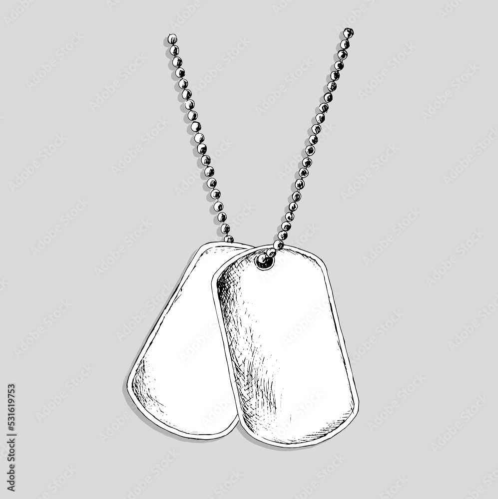 hand drawing of a soldier's dog tag Stock Vector | Adobe Stock