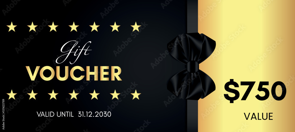 Vecteur Stock 750 Dollar value gift voucher template design with black ...