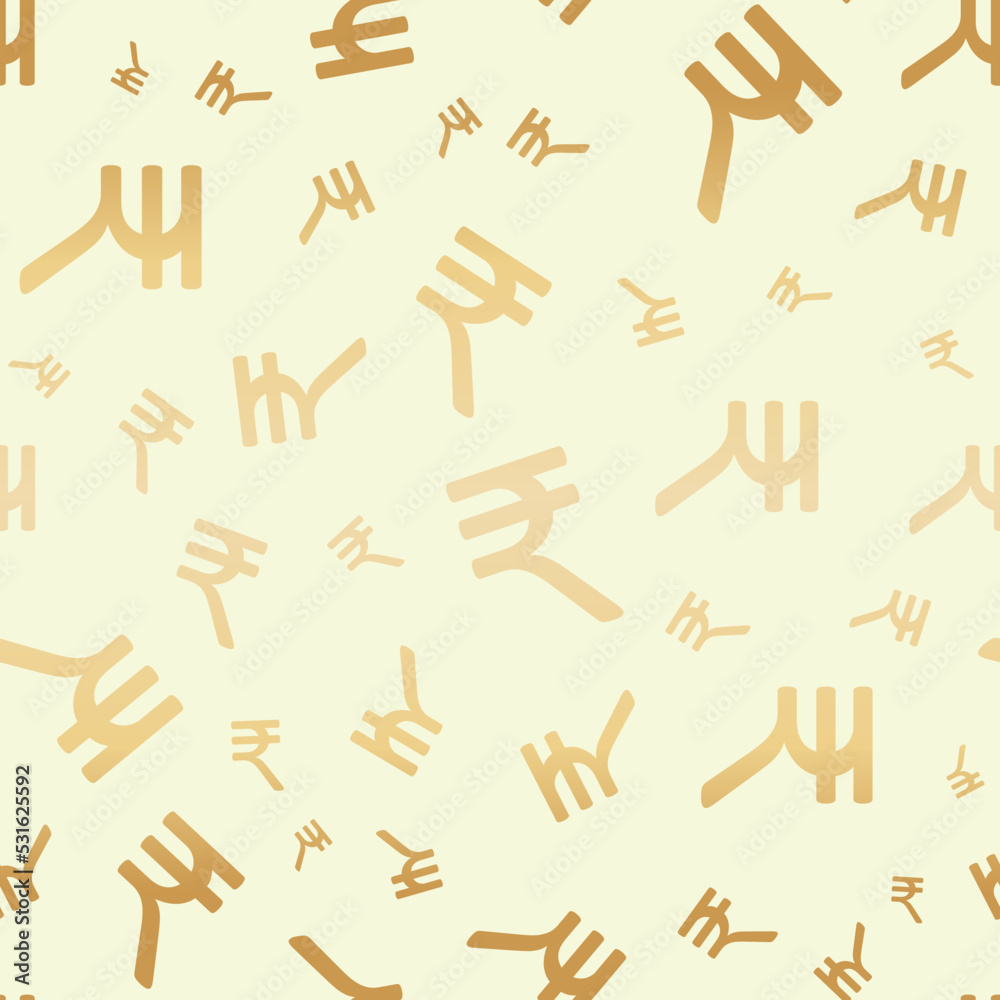 Indian rupee symbol vector pattern seamless background. Gold backdrop ...