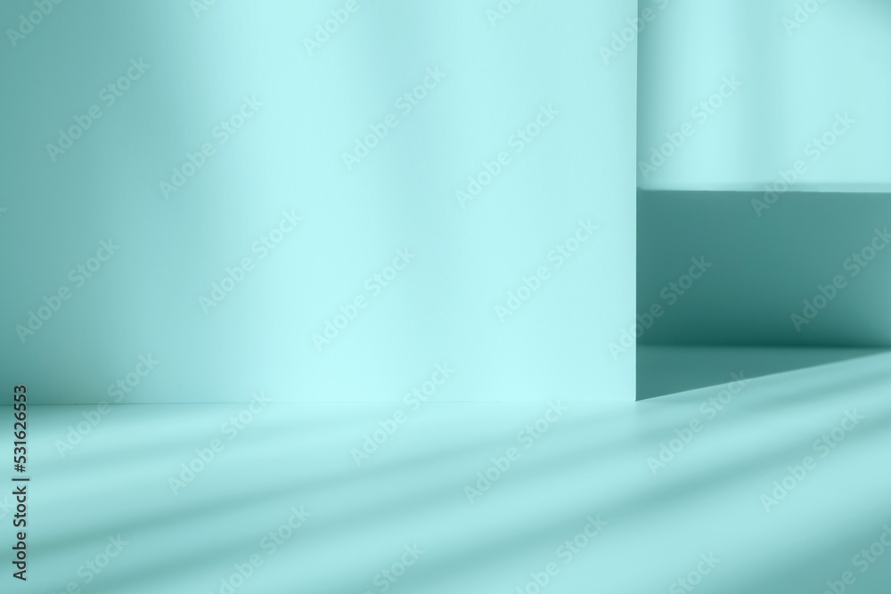 Abstract turquoise studio background for product presentation. Empty ...