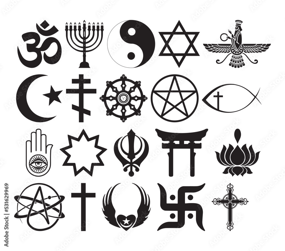Vector illustration of world religious and faith symbols clipart ...