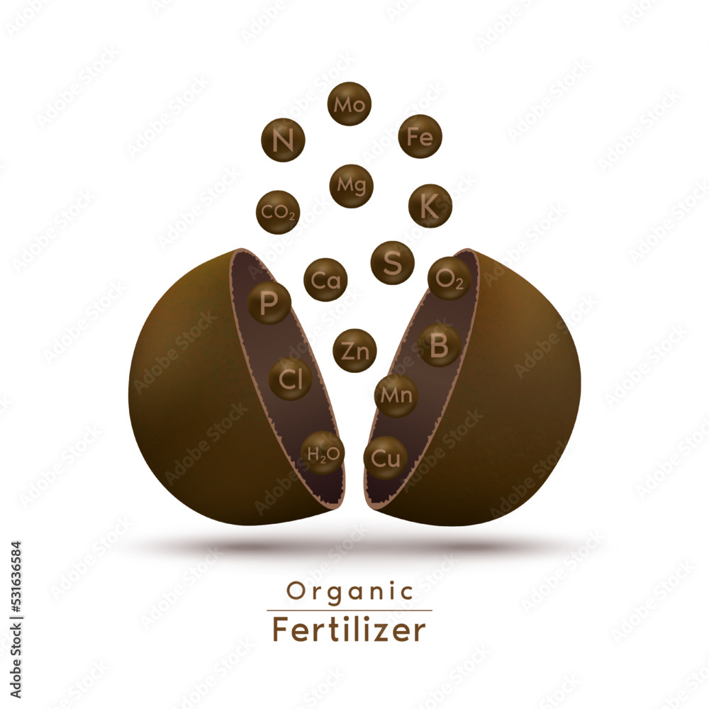 Organic fertilizers black brown. Minerals float out of fertilizer ...